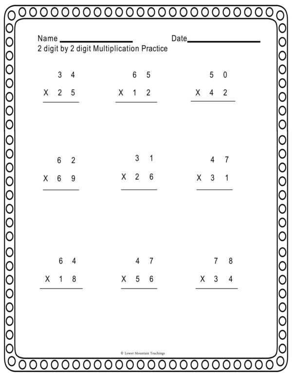 Multiplication Worksheets 2 Digit By 2 Digit Bundle | Made By Teachers