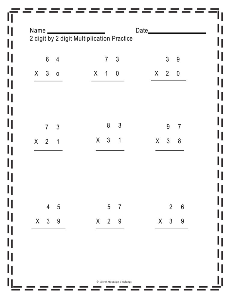 Multiplication Worksheets 2 Digit By 2 Digit Bundle | Made By Teachers