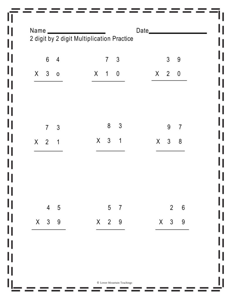 Multiplication Worksheets 2 Digit By 2 Digit Bundle | Made By Teachers