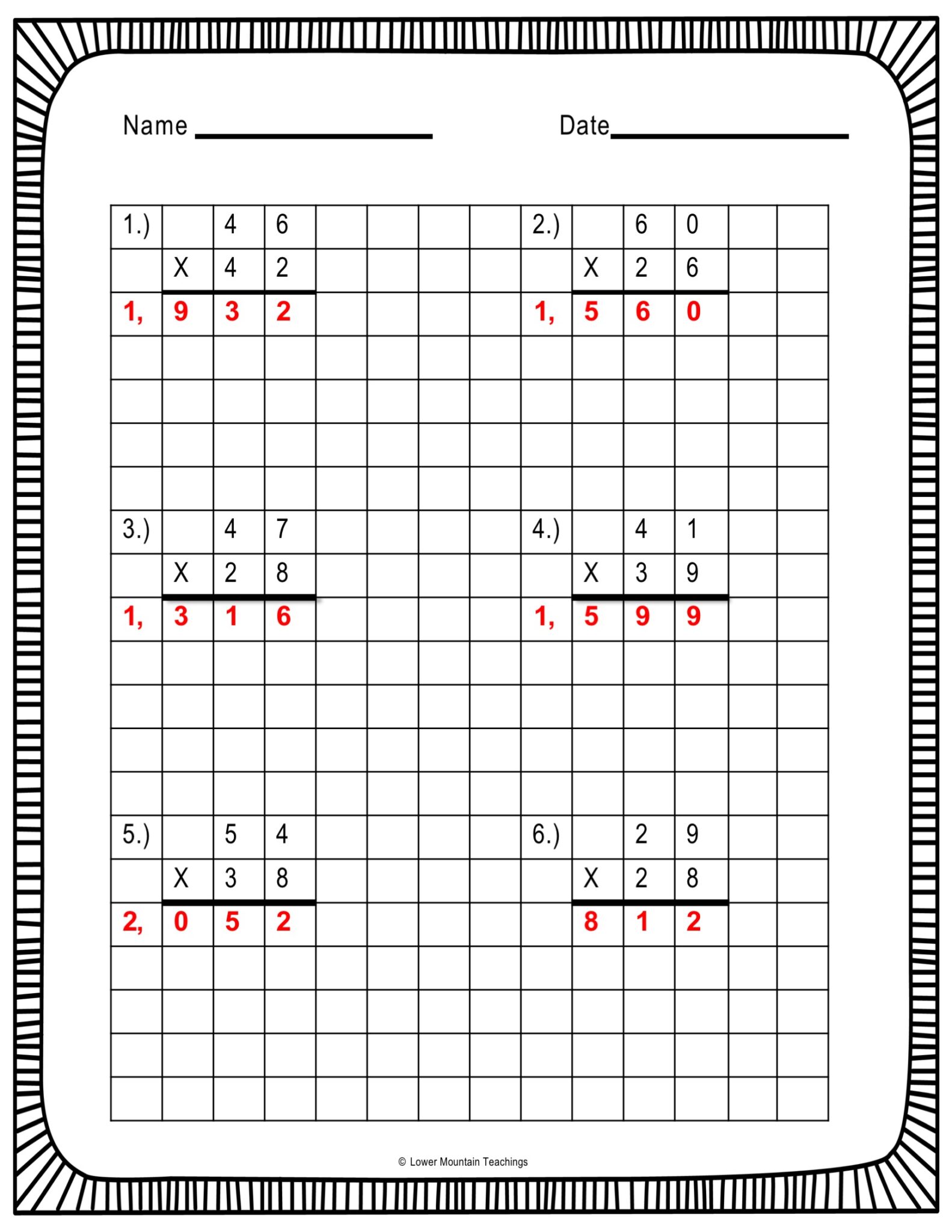 Multiplication Worksheets 2 Digit By 2 Digit Bundle Made By Teachers