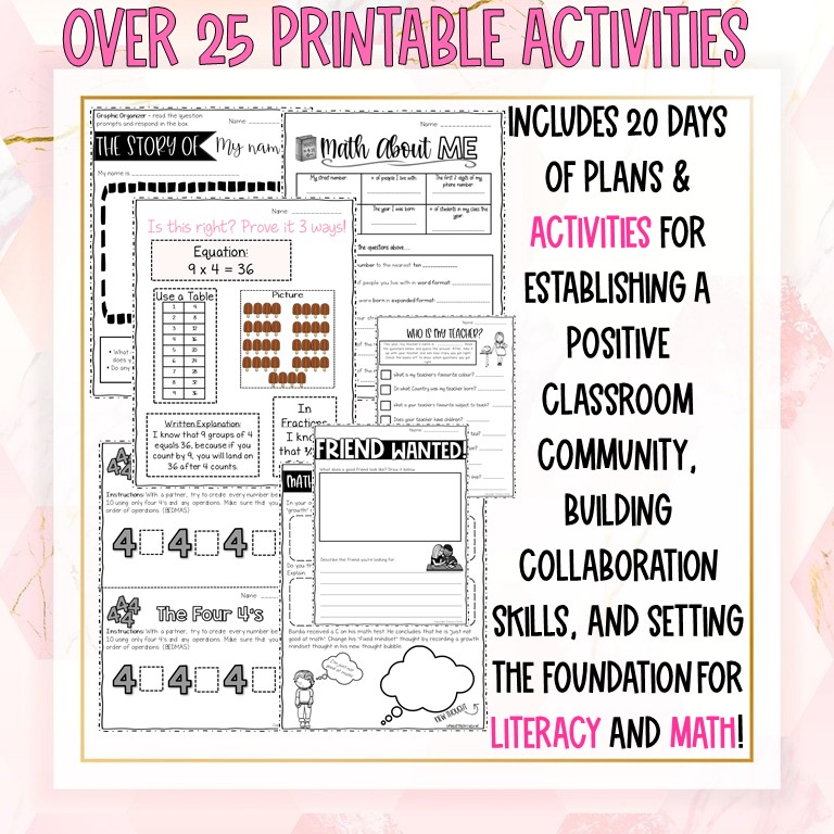 First 20 Days of School Math & Literacy Back to School PRINT & DIGITAL ...