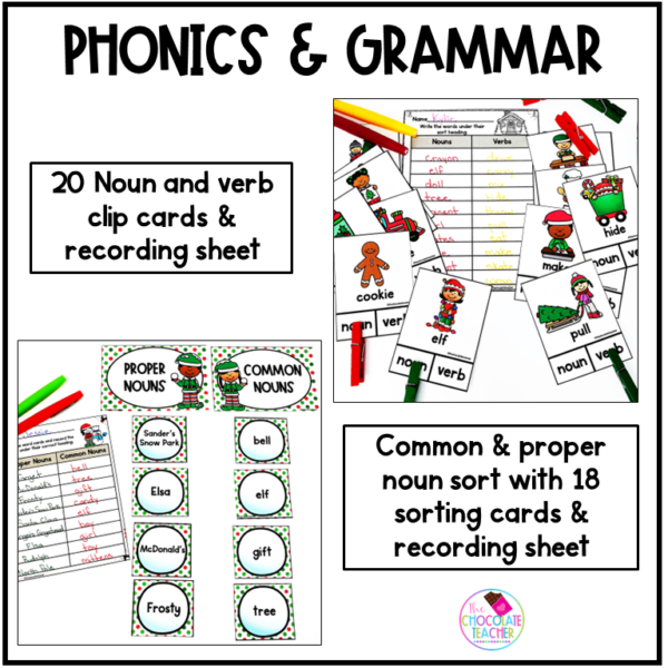 Christmas ELA Activities - December Centers - Phonics - Grammar | Made ...