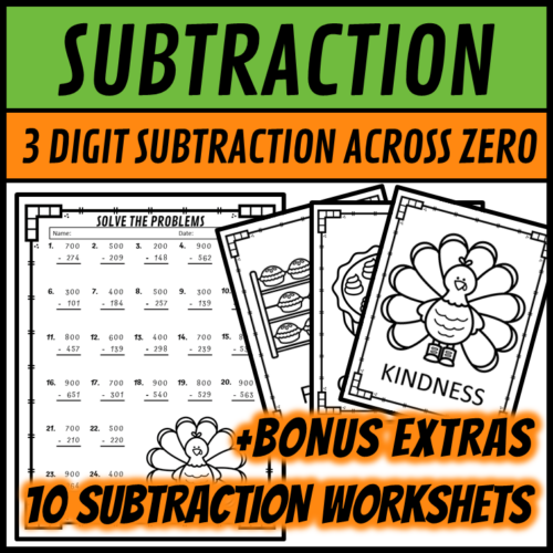 Thanksgiving Mini Math Mystery 2 Digit Addition and Subtraction with ...