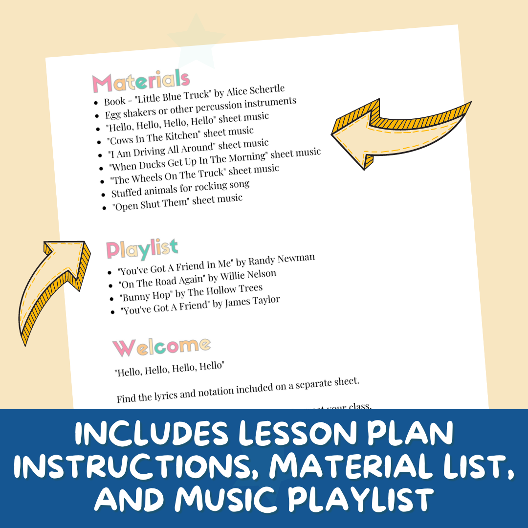 Preschool Music Lesson Plan | Little Blue Truck | Music and Movement ...