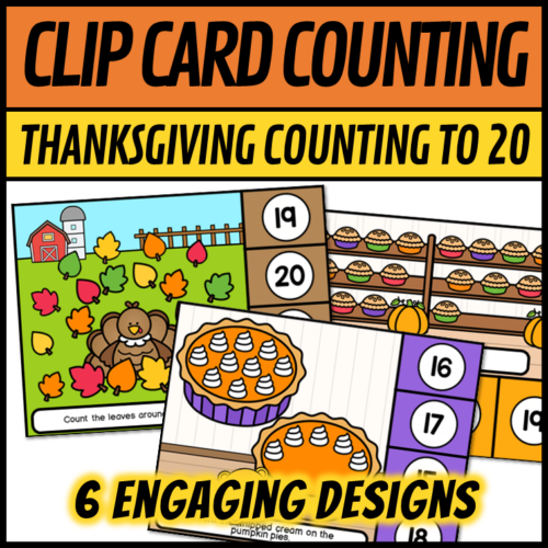 Thanksgiving and Fall Counting to 20 Clip Cards for Morning Work Math ...
