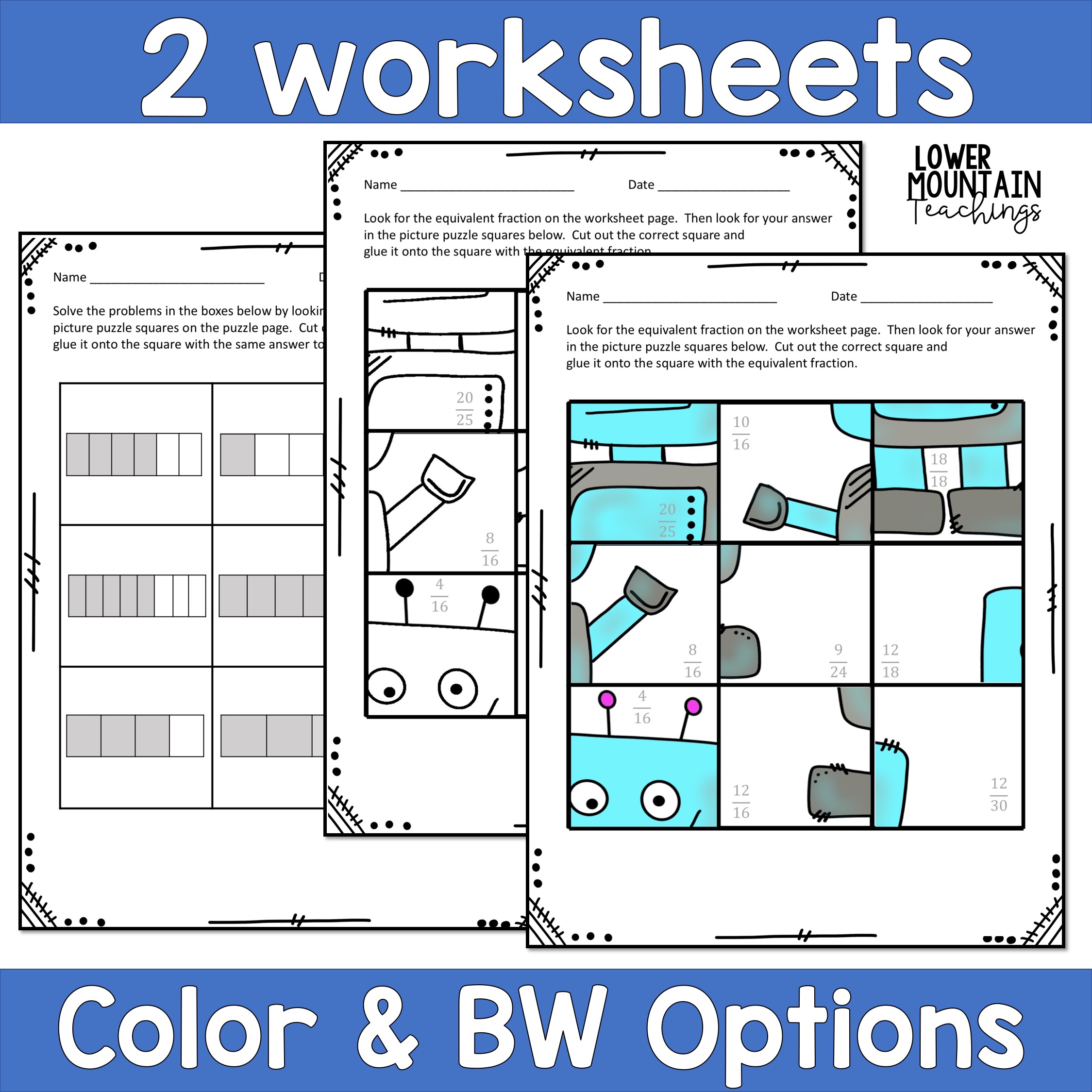 Equivalent Fractions Puzzle Pages | Made By Teachers