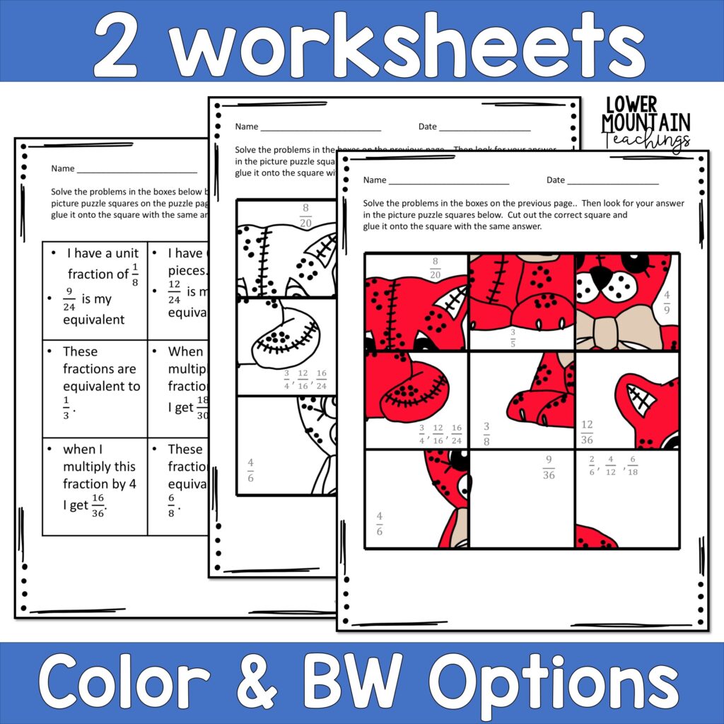 Equivalent Fractions Puzzle Pages | Made By Teachers