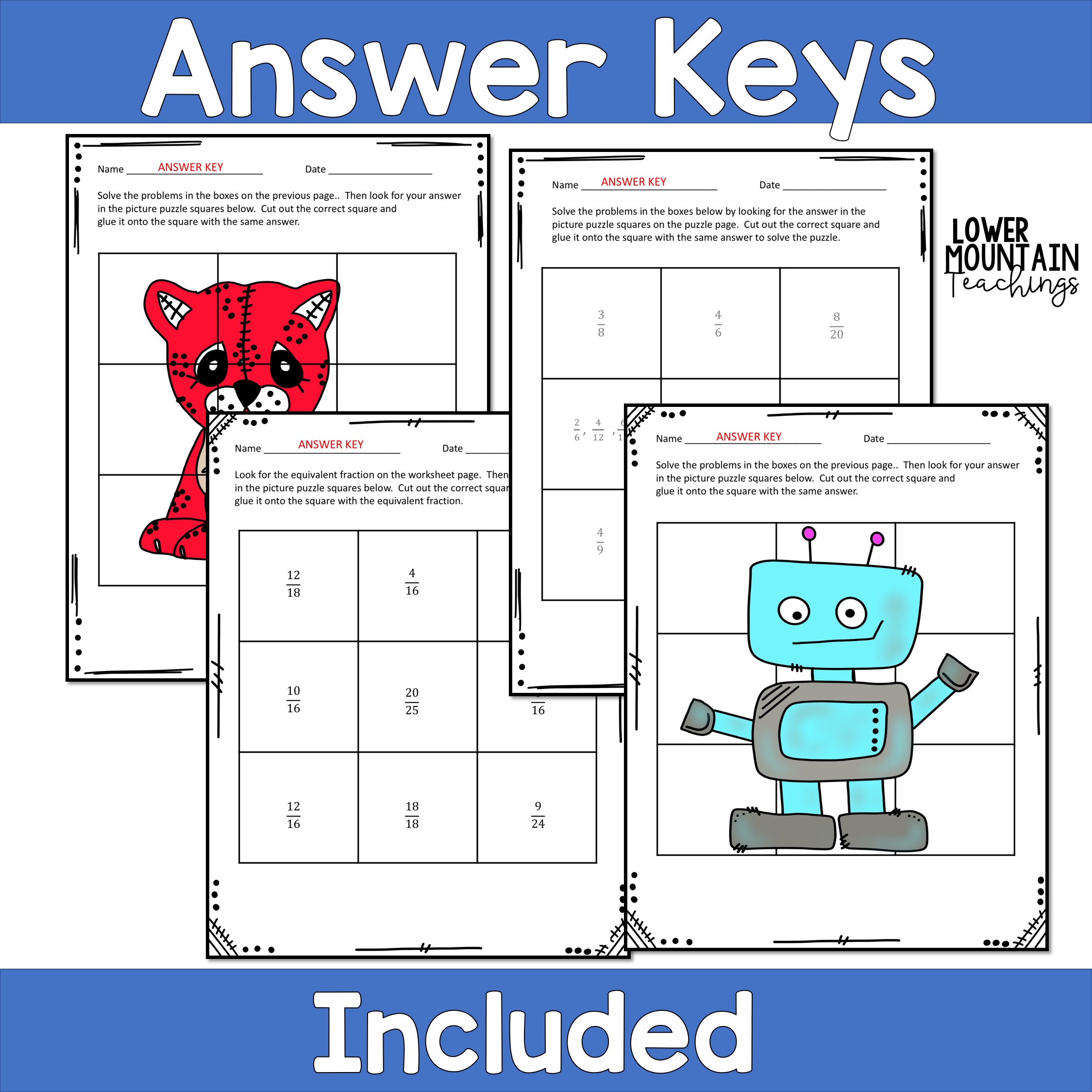 Equivalent Fractions Puzzle Pages | Made By Teachers