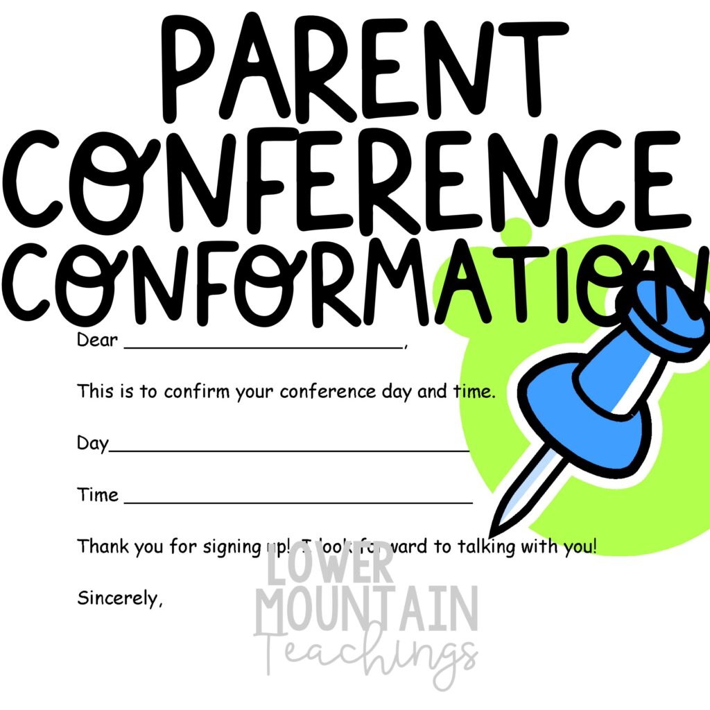 Parent Conference Confirmation Form | Made By Teachers