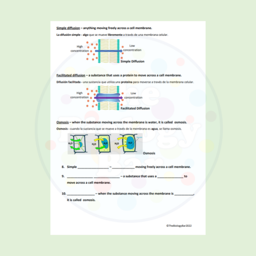 ESL Biology Cell Transport Reading - Made By Teachers