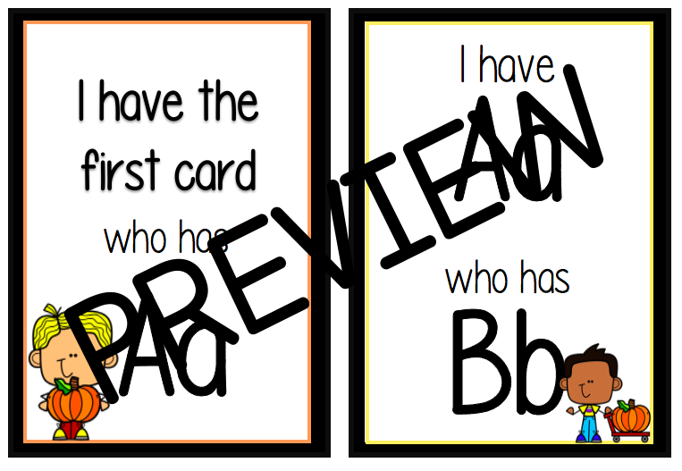 November + Fall Alphabet I Have Who Has Game - Kindergarten, VPK, 1st ...