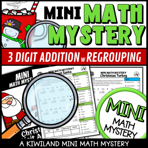 Christmas Mini Math Mystery Detective with 3 Digit Addition with ...
