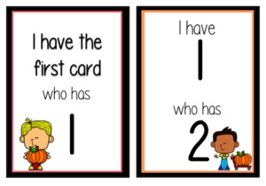 November + Fall Numbers I Have Who Has Game - Kindergarten, VPK, 1st ...