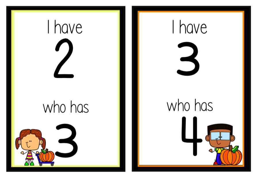 November + Fall Numbers I Have Who Has Game - Kindergarten, VPK, 1st ...