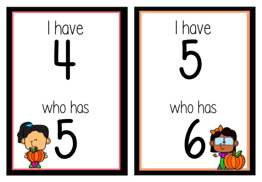 November + Fall Numbers I Have Who Has Game - Kindergarten, VPK, 1st ...