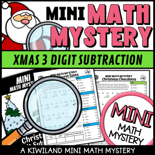 Christmas Mini Math Mystery Detective with 3 Digit Subtraction with ...