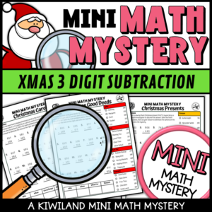 Christmas Mini Math Mystery Detective with 3 Digit Subtraction with ...