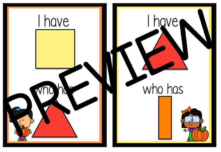 November 2D/3D Shapes I Have Who Has Game - Kindergarten, VPK, 1st ...