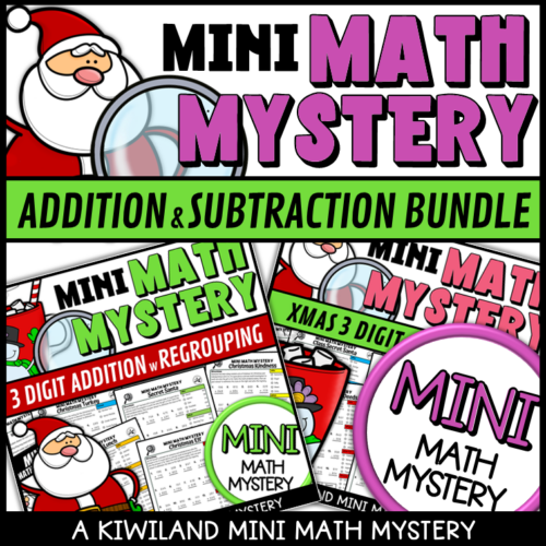 Christmas Mini Math Mystery 3 Digit Addition and Subtraction Regrouping ...