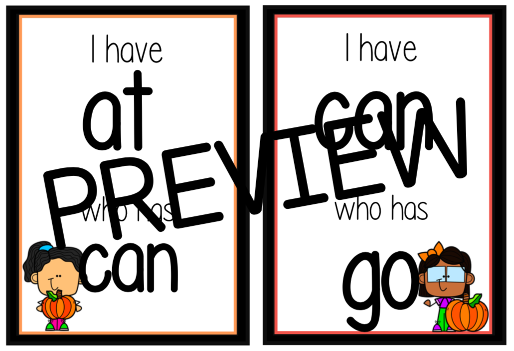 November + Fall Sight Words I Have Who Has Game - Kindergarten, VPK ...