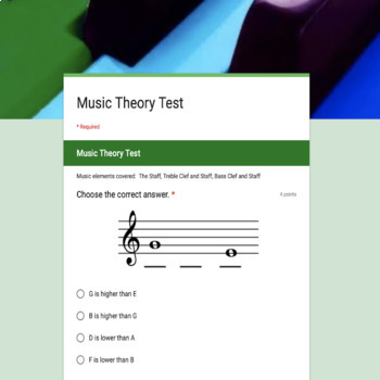 Google Classroom DIGITAL Music Theory Lesson 4 TEST UNIT 1 - Self ...