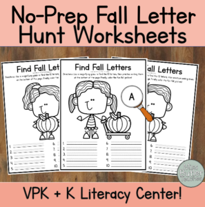 NO PREP November Letter Hunt Literacy Center - Kindergarten, VPK, 1st ...