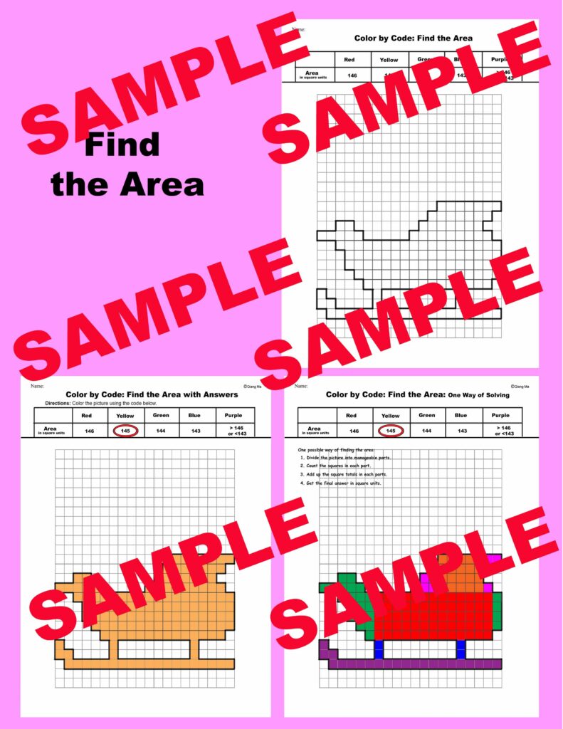 Christmas Color by Code: Area and Perimeter: Count Squares: Sleigh ...