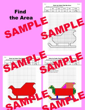Christmas Color by Code: Area and Perimeter: Count Squares: Sleigh ...