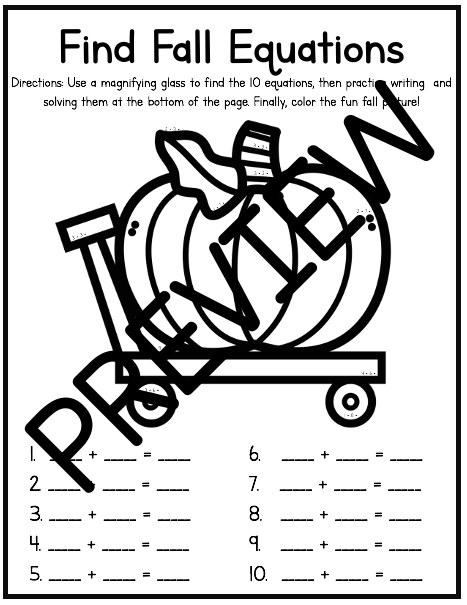 NO PREP November Addition Hunt Literacy Center - Kindergarten, VPK, 1st ...