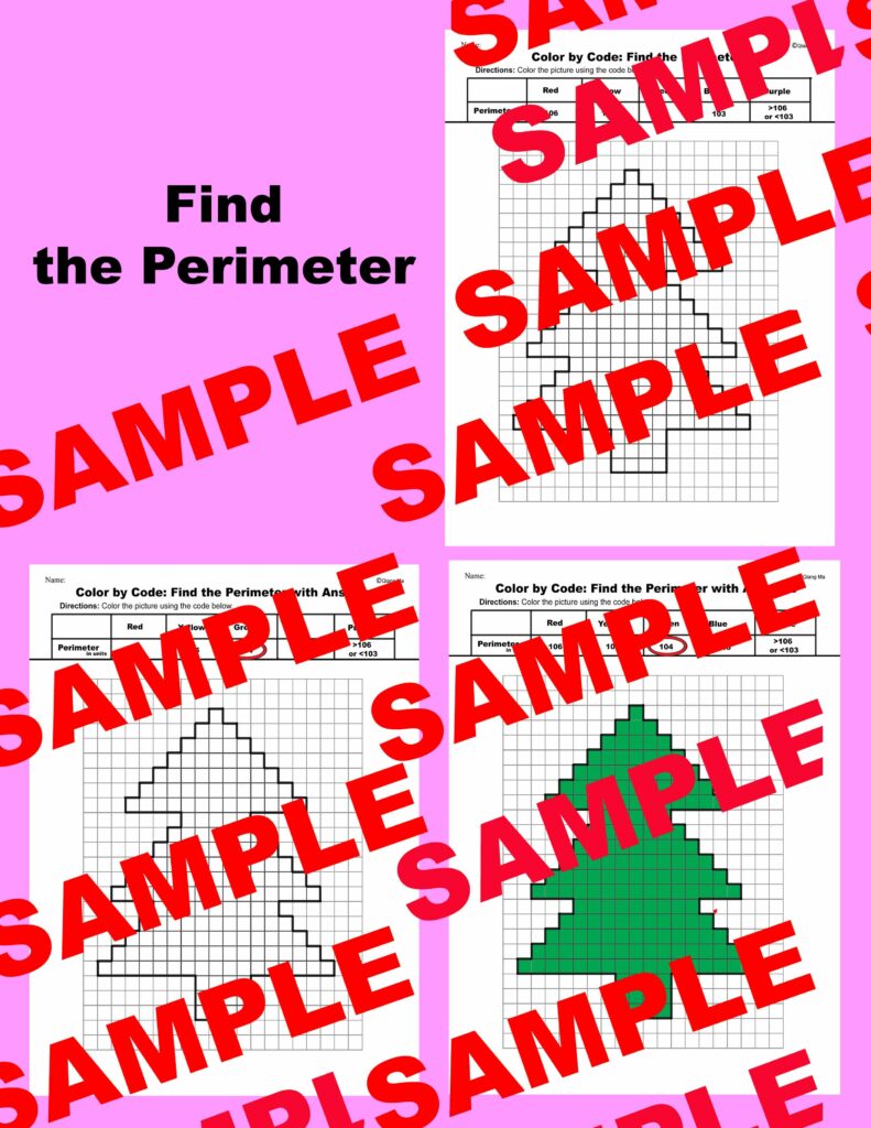 Christmas Color by Code: Area and Perimeter: Count Squares: Christmas ...