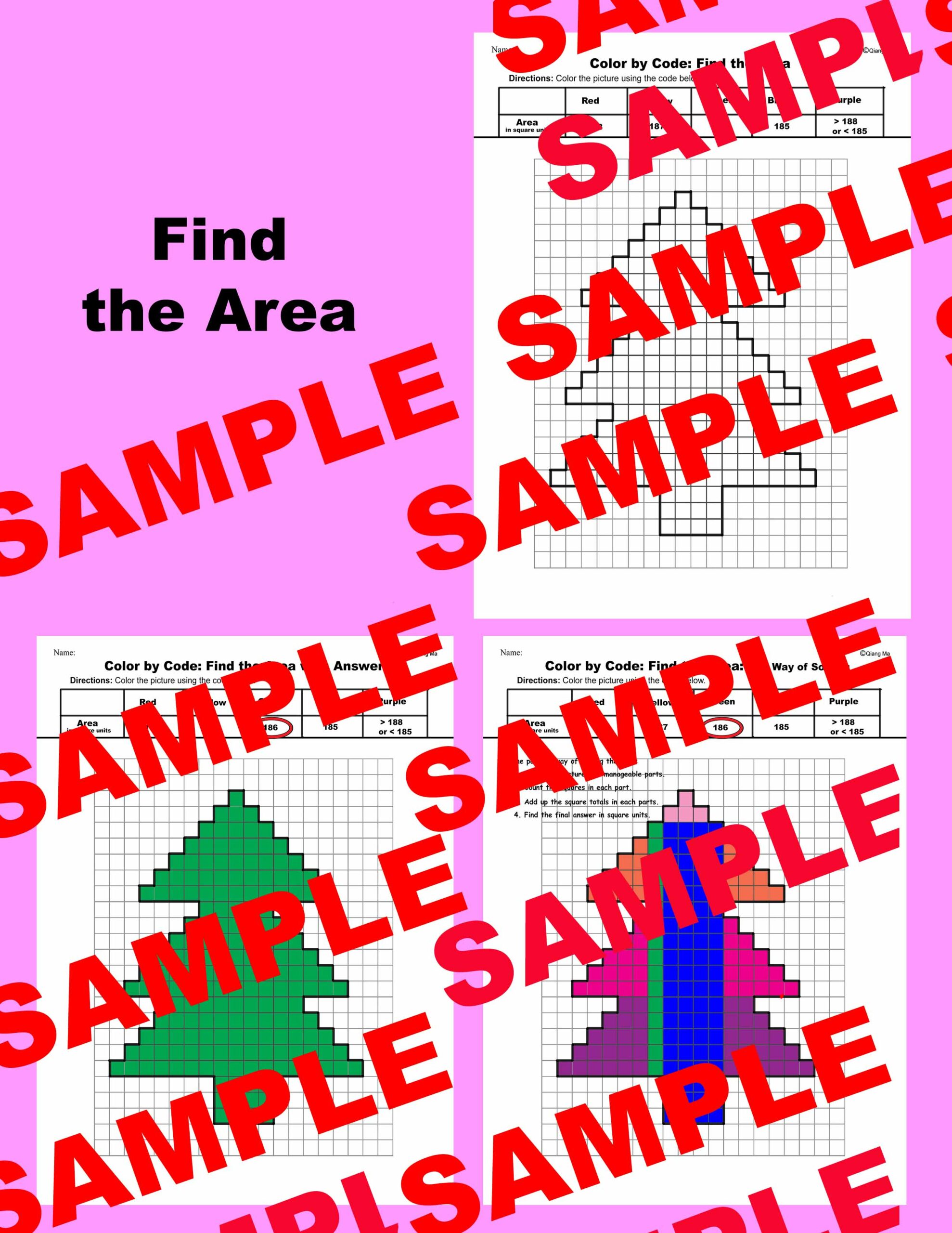 Christmas Color by Code: Area and Perimeter: Count Squares: Christmas ...