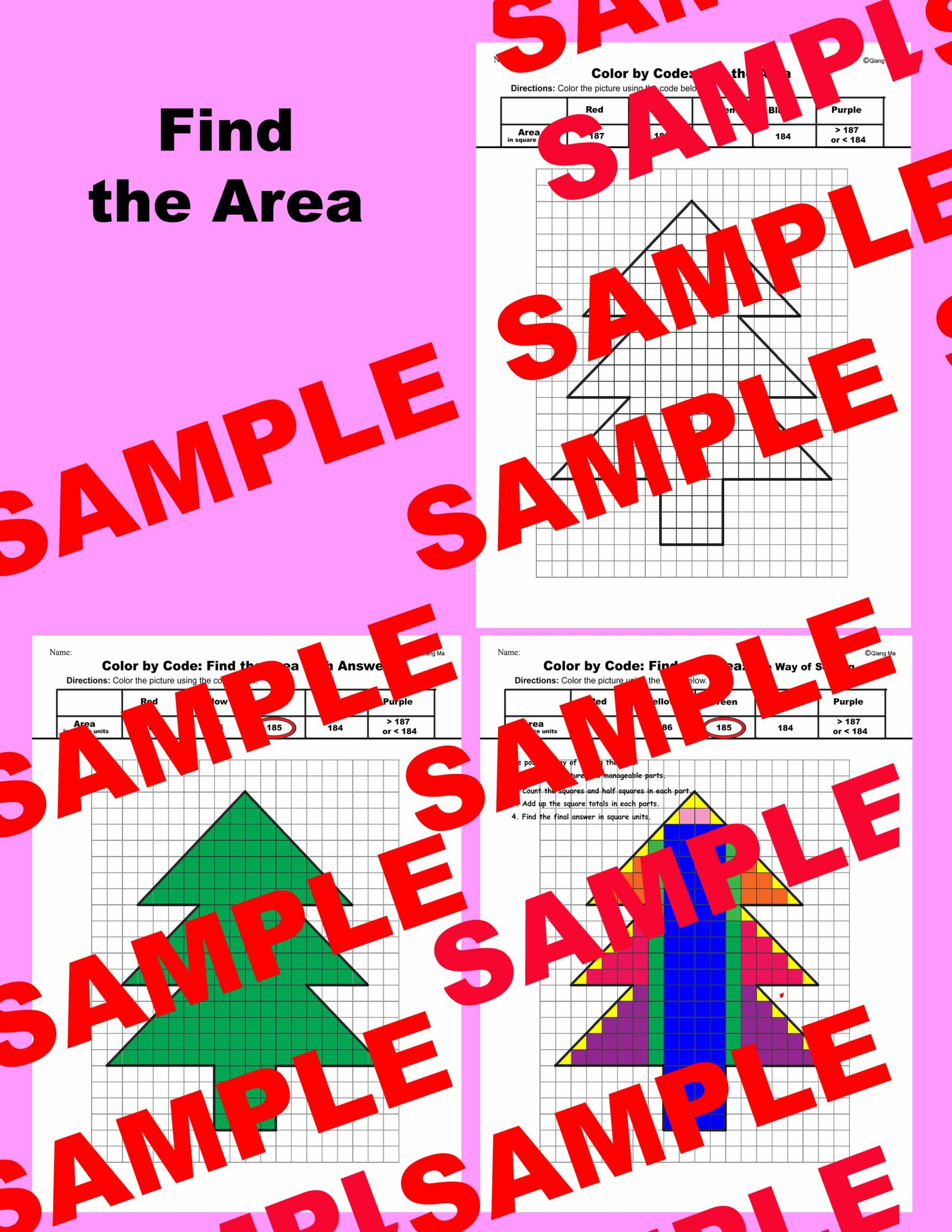 Christmas Color by Code: Area and Perimeter: Count Squares: Christmas ...