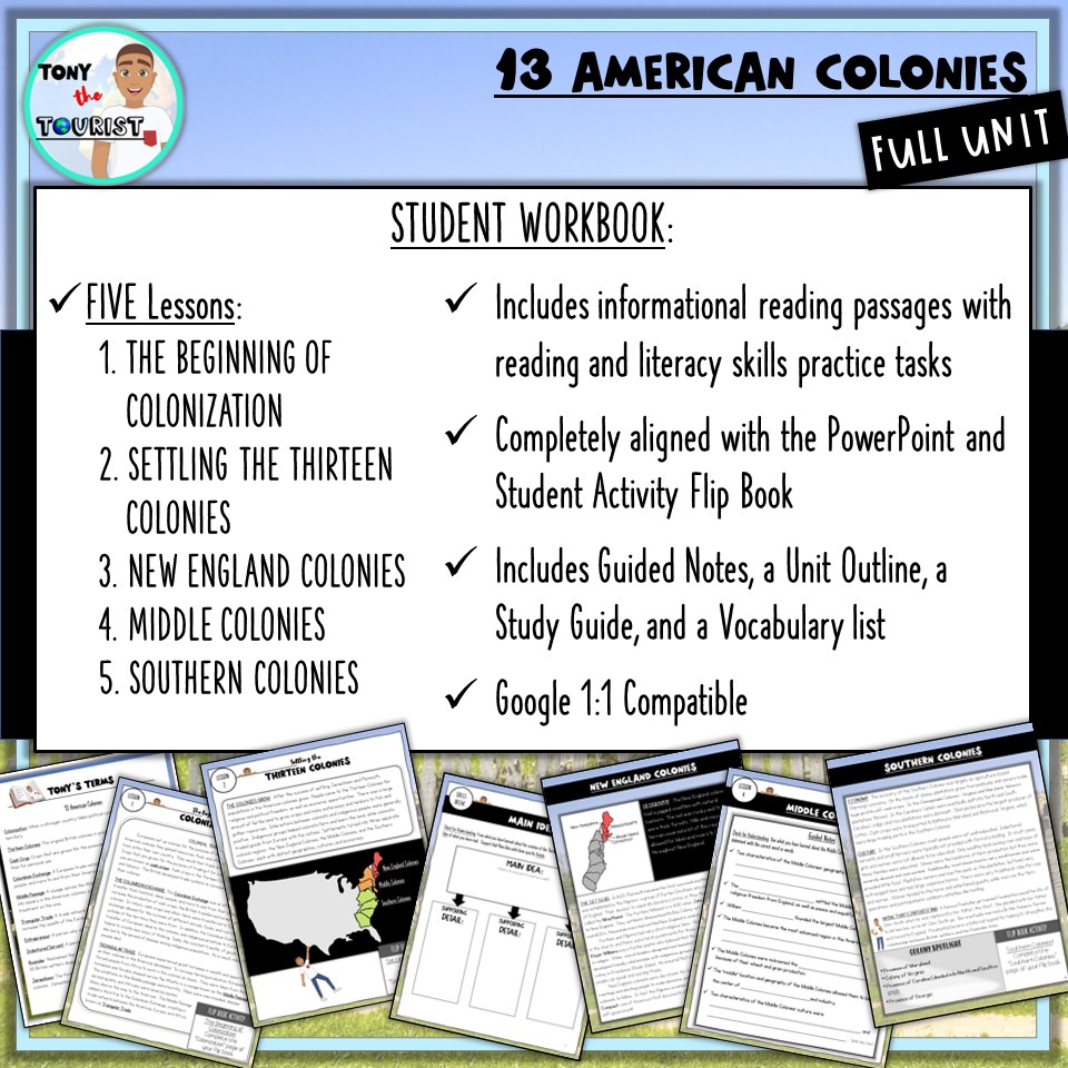 13 American Colonies Unit- Reading Passages, Research, Flip Book ...