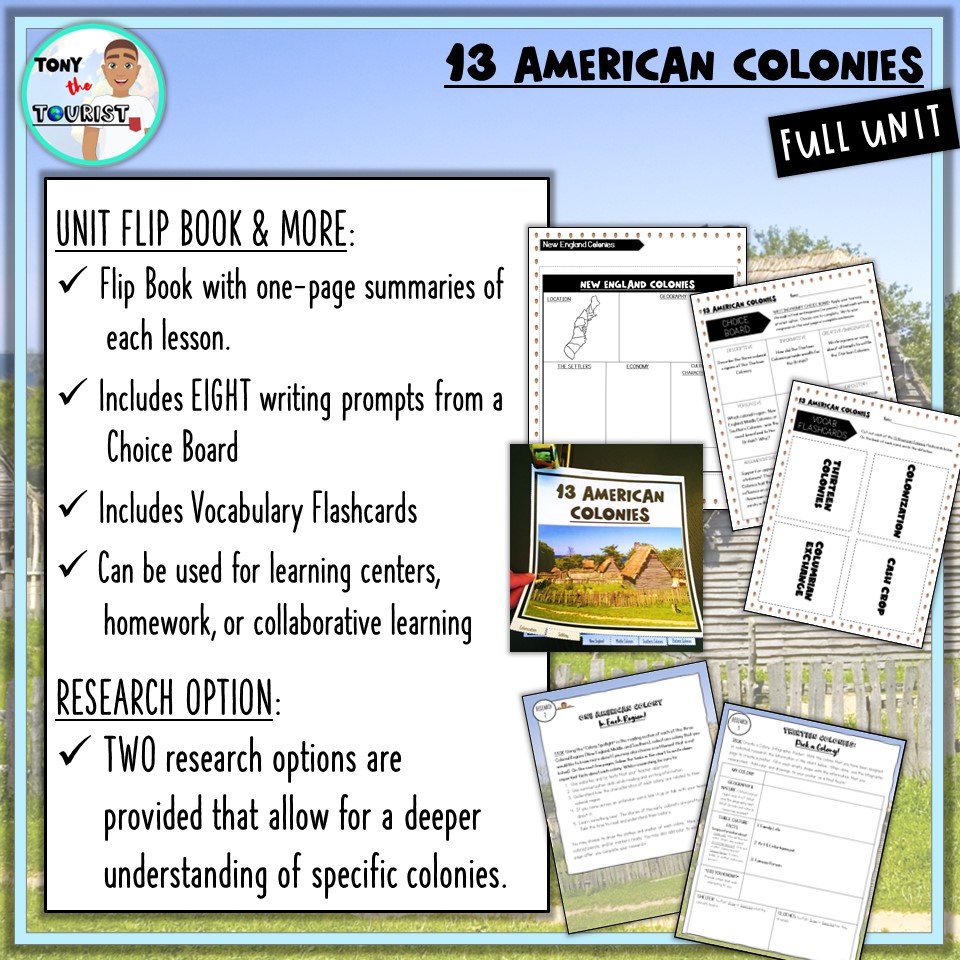 13 American Colonies Unit- Reading Passages, Research, Flip Book ...