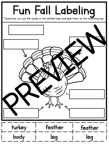 NO PREP November Labeling Center Printable Worksheet - Kindergarten VPK ...