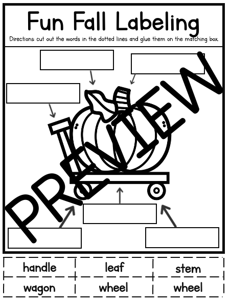 NO PREP November Labeling Center Printable Worksheet - Kindergarten VPK ...