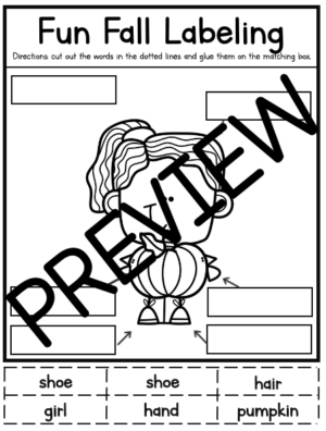 NO PREP November Labeling Center Printable Worksheet - Kindergarten VPK ...