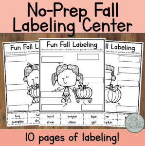NO PREP November Labeling Center Printable Worksheet - Kindergarten VPK ...
