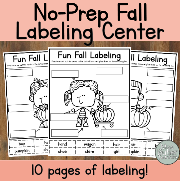 NO PREP November Labeling Center Printable Worksheet - Kindergarten VPK ...