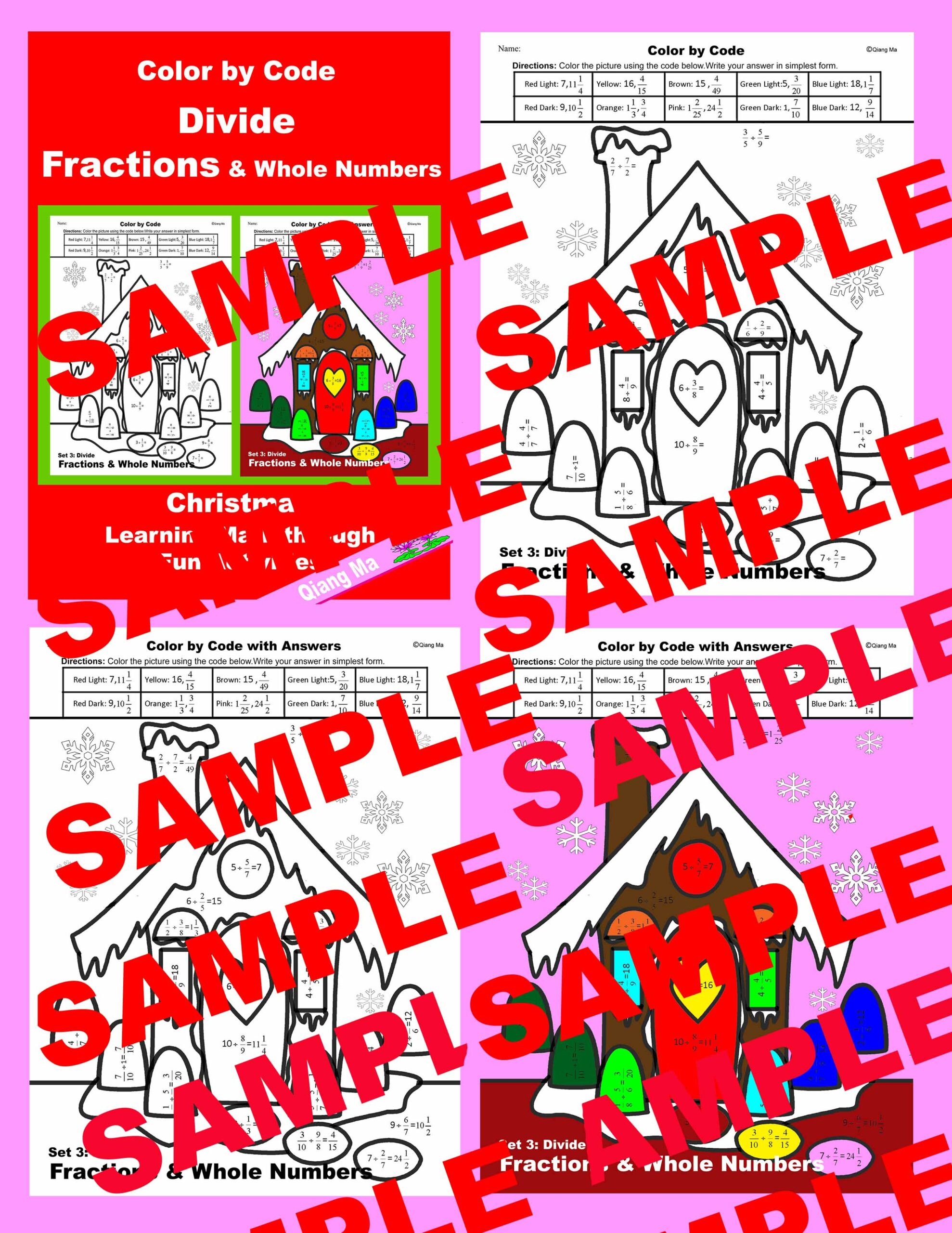 Christmas Color by Code: Divide Fractions and Whole Numbers | Made By ...