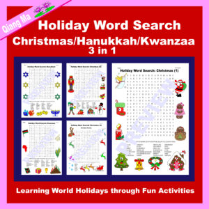 Holiday Word Search: Christmas/Hanukkah/Kwanzaa 3 in 1 Bundle - Made By ...
