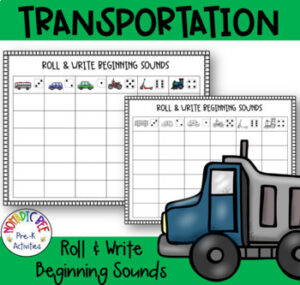 Transportation Beginning Sounds Roll & Write Center - Made By Teachers