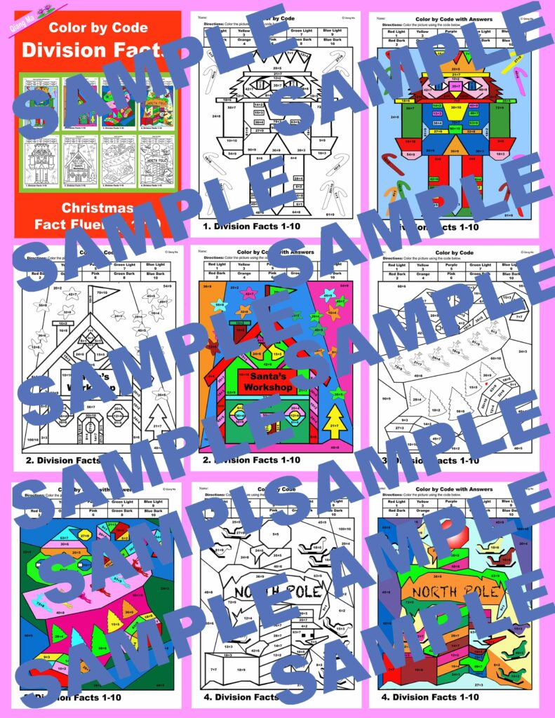 Christmas Color by Code: Division Facts 1-10 | Made By Teachers