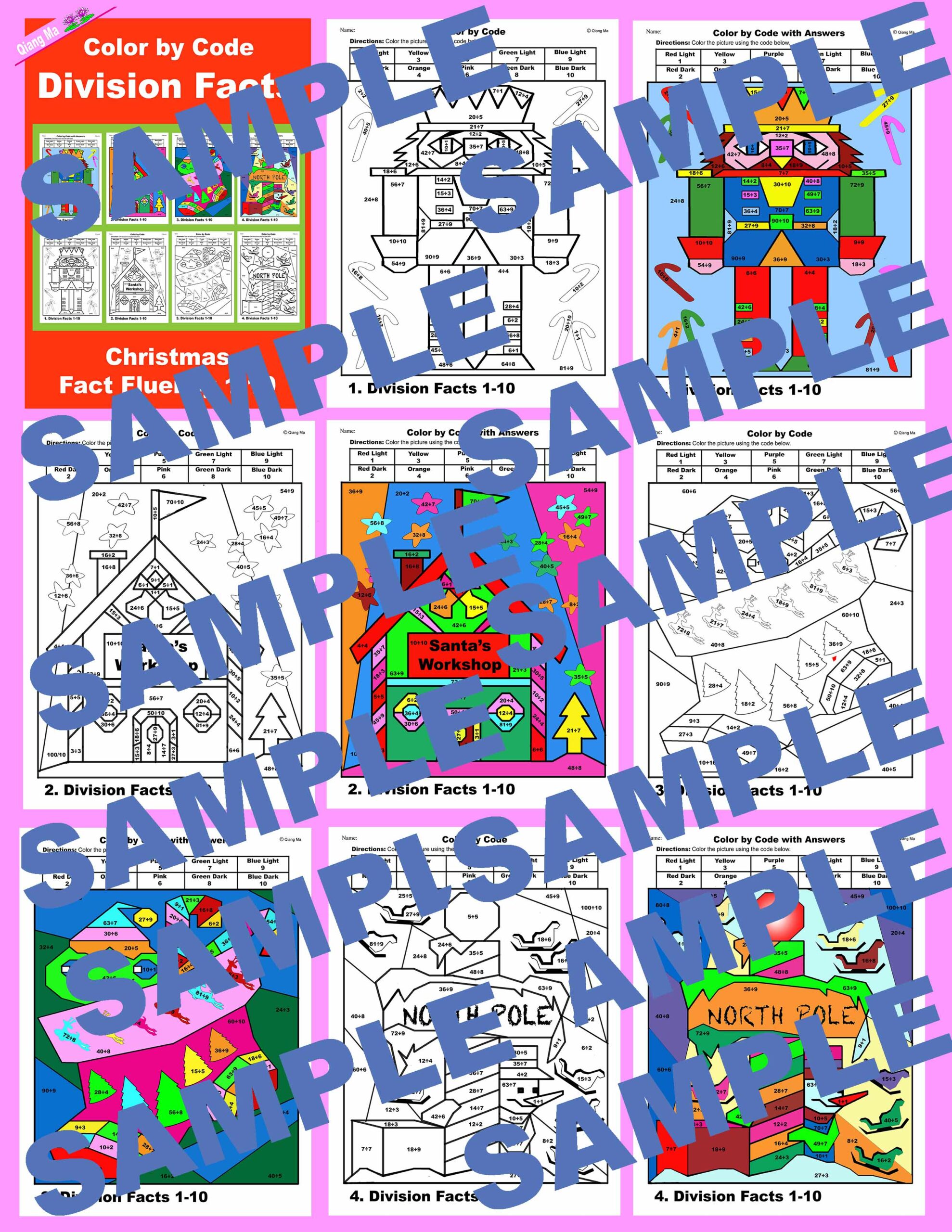 Christmas Color by Code: Division Facts 1-10 | Made By Teachers