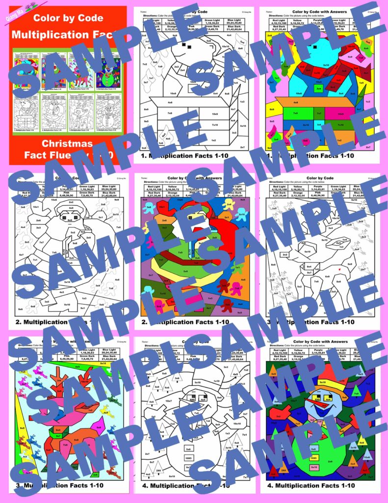 Christmas Color by Code: Multiplication Facts 1-10 - Made By Teachers