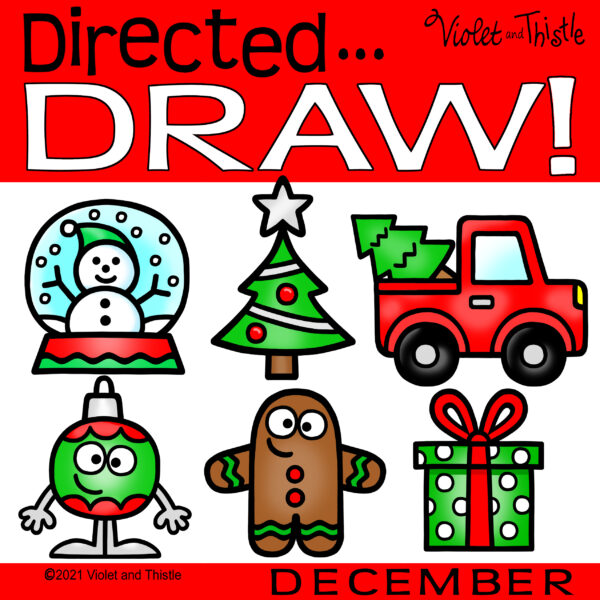 Directed Drawing DecemberChristmas Tree Gingerbread Winter How to Draw ...