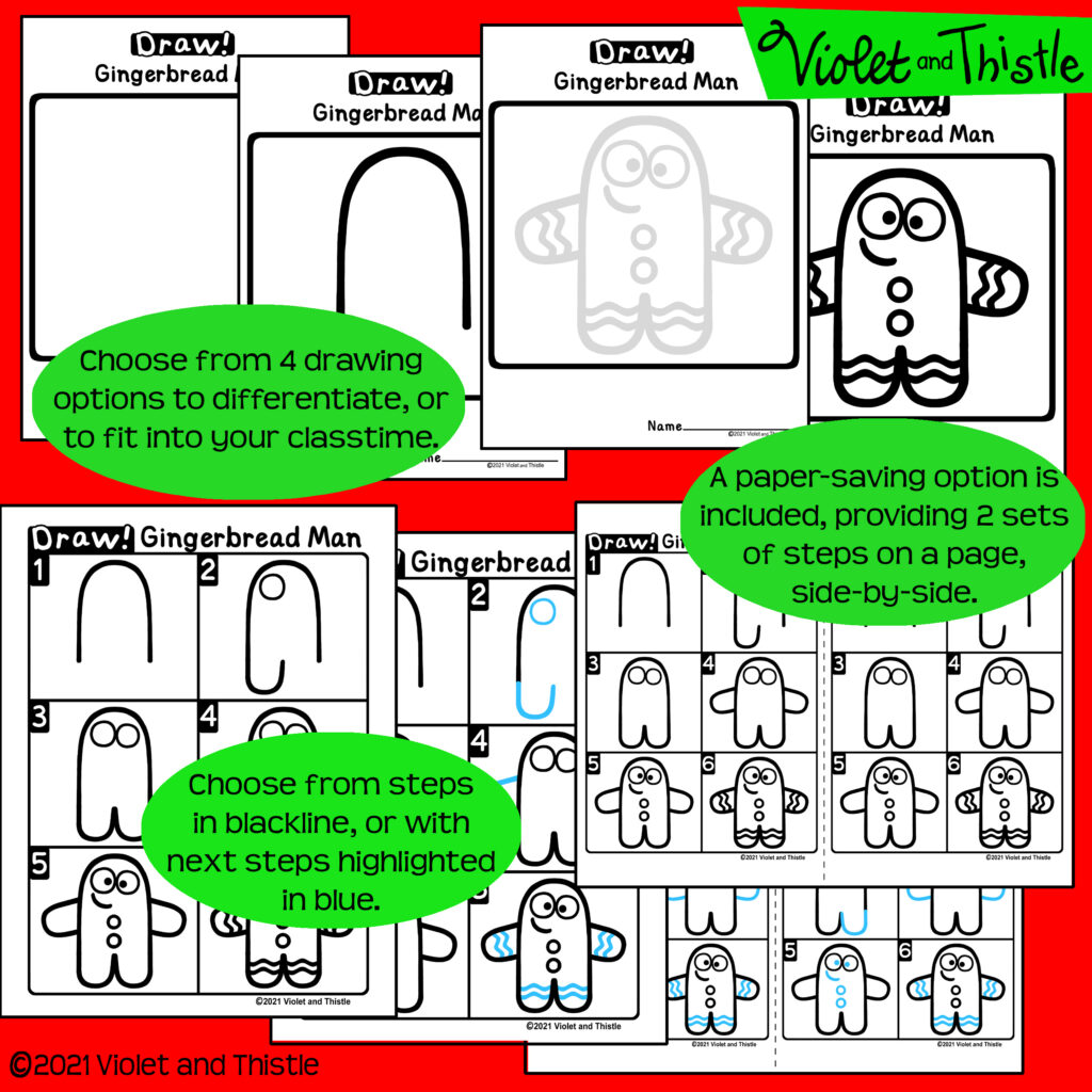 Directed Drawing DecemberChristmas Tree Gingerbread Winter How to Draw ...