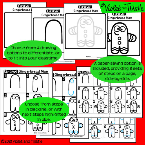Directed Drawing DecemberChristmas Tree Gingerbread Winter How to Draw ...
