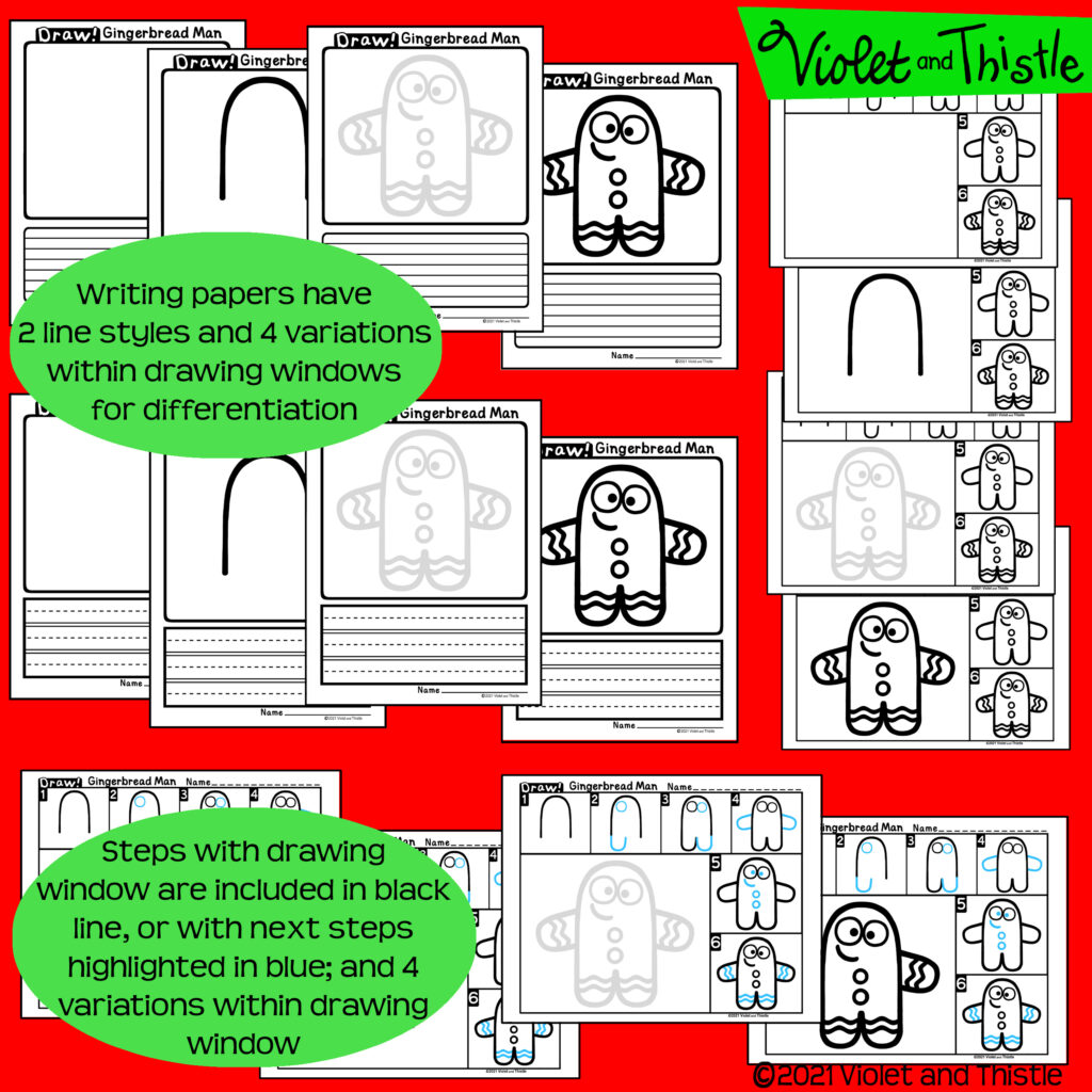 Directed Drawing DecemberChristmas Tree Gingerbread Winter How to Draw ...