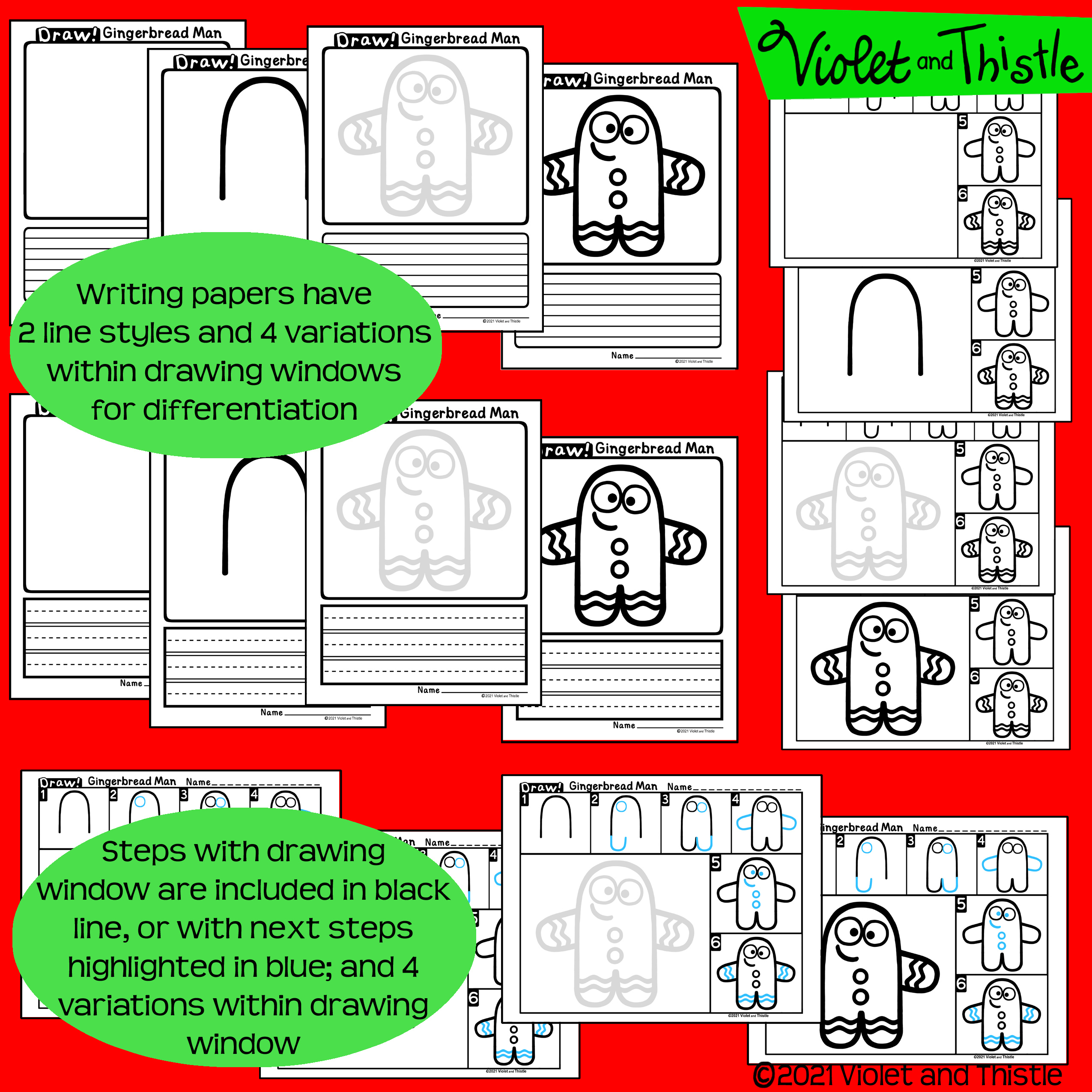 Directed Drawing DecemberChristmas Tree Gingerbread Winter How to Draw ...